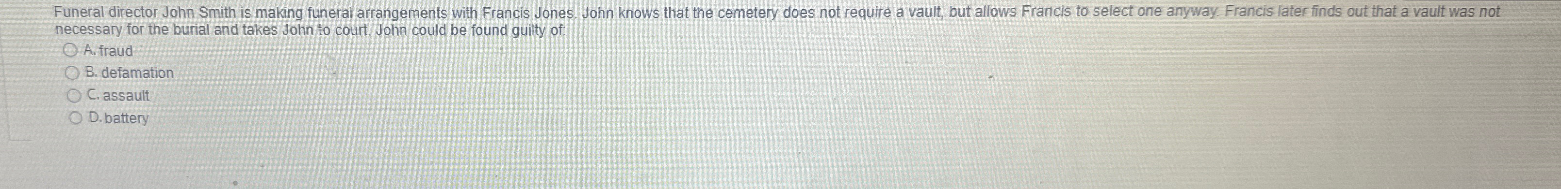 Solved necessary for the burial and takes John to court John | Chegg.com