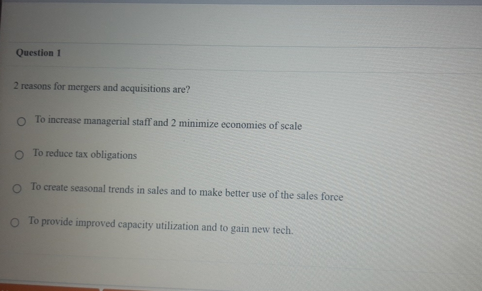Solved Question 12 ﻿reasons for mergers and acquisitions | Chegg.com