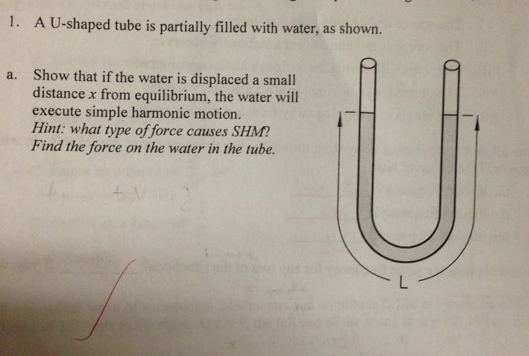 Solved 1. A U-shaped tube is partially filled with water, as | Chegg.com