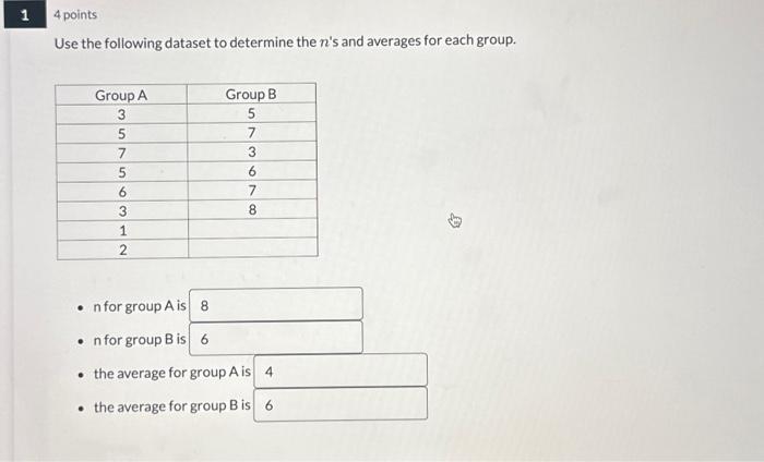 Solved Use the following dataset to determine the n 's and | Chegg.com