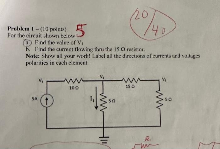 Solved Problem 1 -( 10 points \\( ) \\) or the circuit shown | Chegg.com