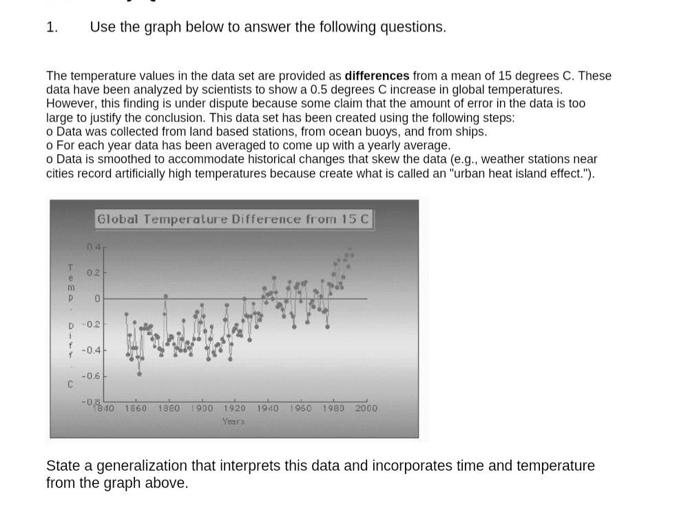 Solved 1. Use the graph below to answer the following | Chegg.com