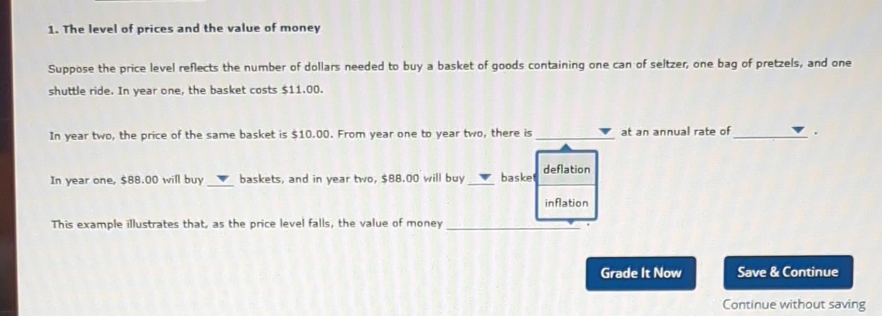 Solved 1. The level of prices and the value of money Suppose | Chegg.com