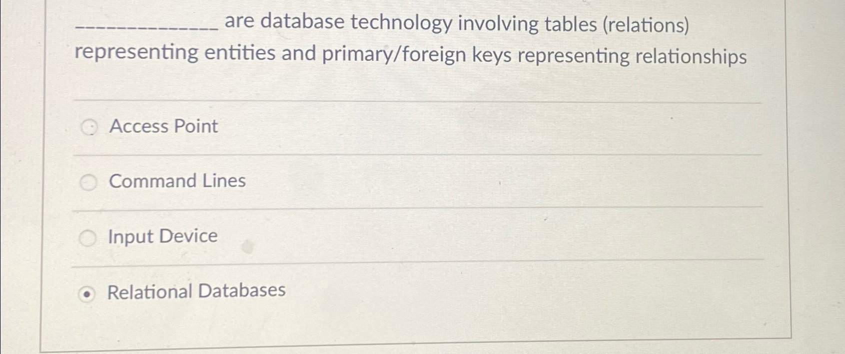 Solved are database technology involving tables (relations) | Chegg.com