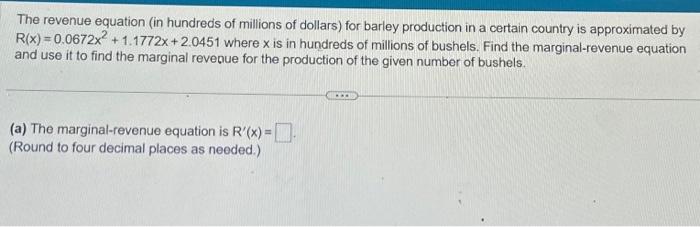 Solved The revenue equation (in hundreds of millions of | Chegg.com