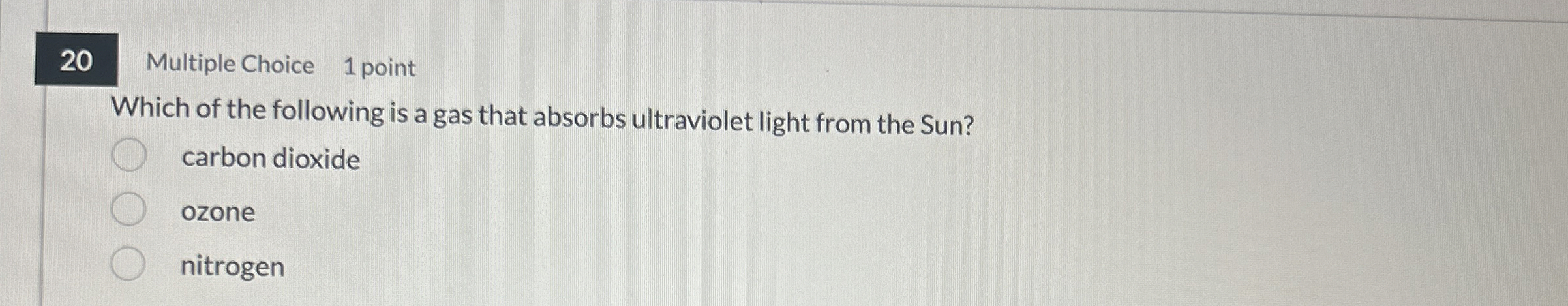 Solved 20Multiple Choice1 ﻿pointWhich of the following is a | Chegg.com