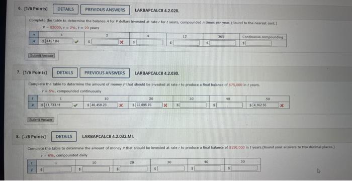 Solved LARBAPCALC8 4.2.028. Cemplete the table to detnrmine | Chegg.com Solved LARBAPCALC8 4.2.028. Cemplete the table to detnrmine | Chegg.com