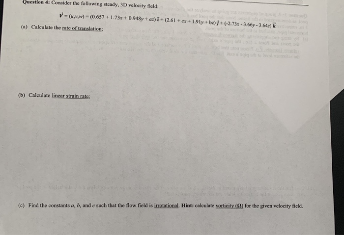 Solved Question 4: Consider the following steady, 3D | Chegg.com