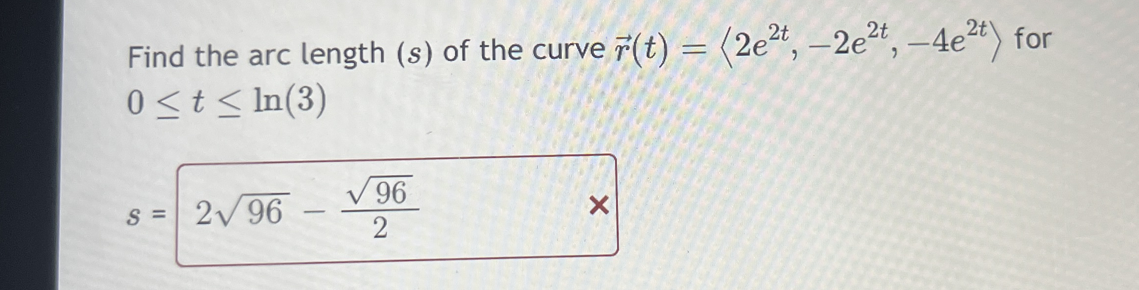 Solved Find the arc length (s) ﻿of the curve | Chegg.com