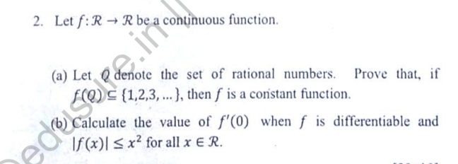 Solved Let f:R→R ﻿be a continuous function.(a) ﻿Let Q | Chegg.com