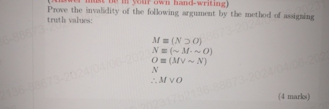 Solved Prove the invalidity of the following argument by the | Chegg.com