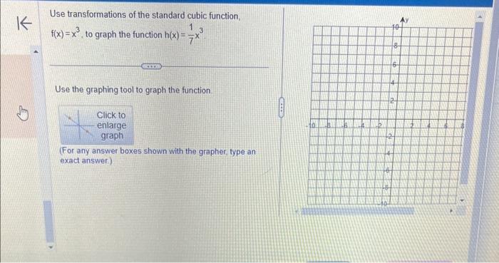 Solved Use transformations of the standard cubic function. | Chegg.com