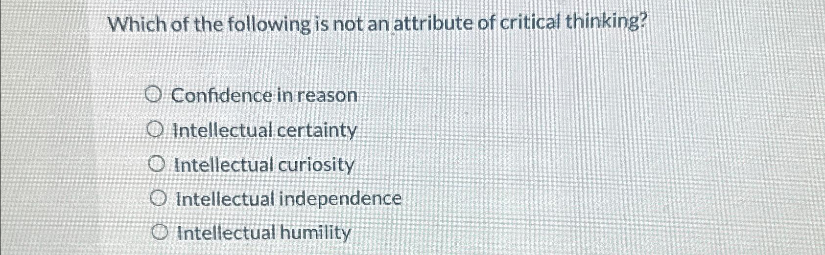 Solved Which of the following is not an attribute of | Chegg.com