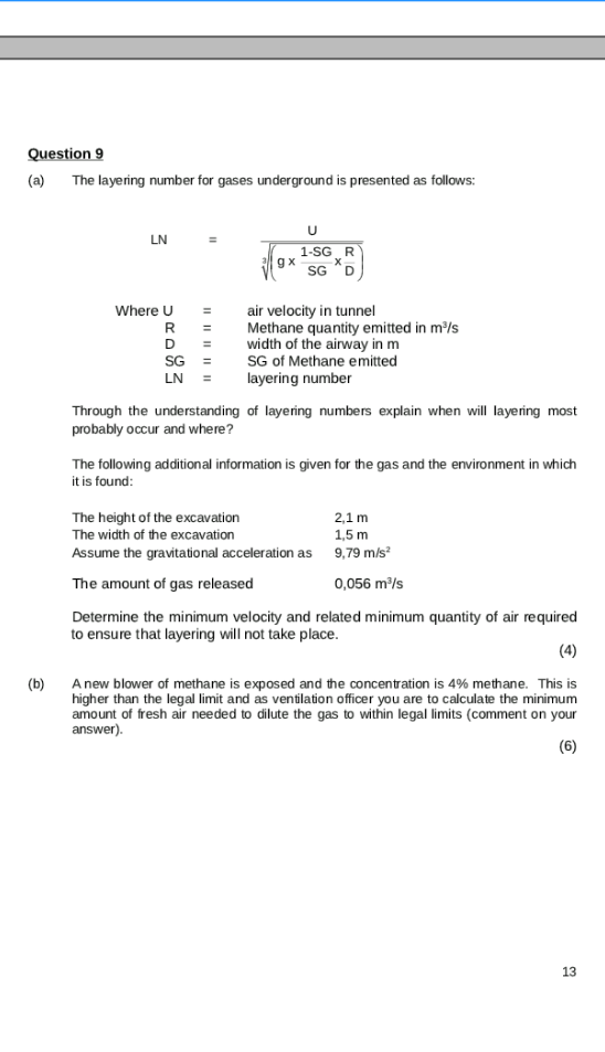 Solved Question 9 (a) The layering number for gases | Chegg.com