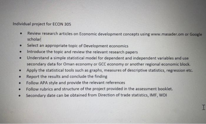 Solved Individual project for ECON 305 . . . Review research | Chegg.com