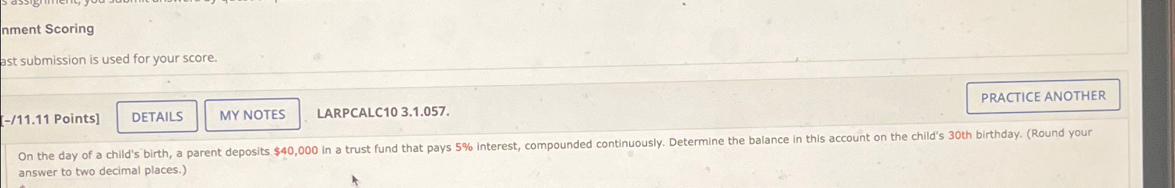 Solved nment Scoringast submission is used for your | Chegg.com
