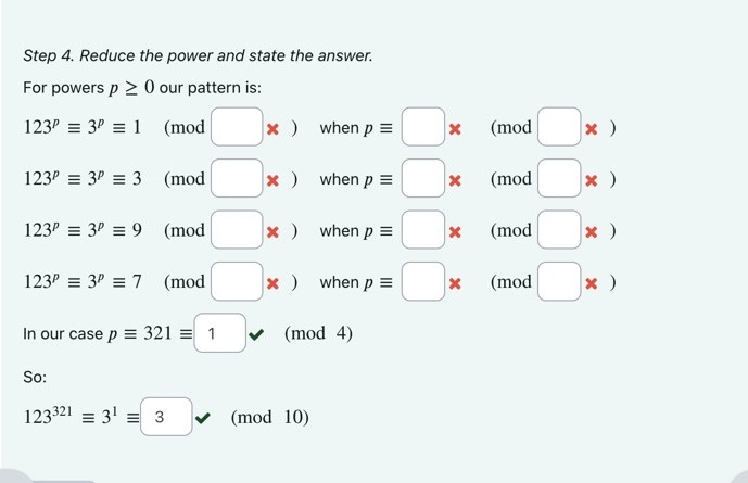 Solved Step 4. ﻿Reduce the power and state the answer.For | Chegg.com