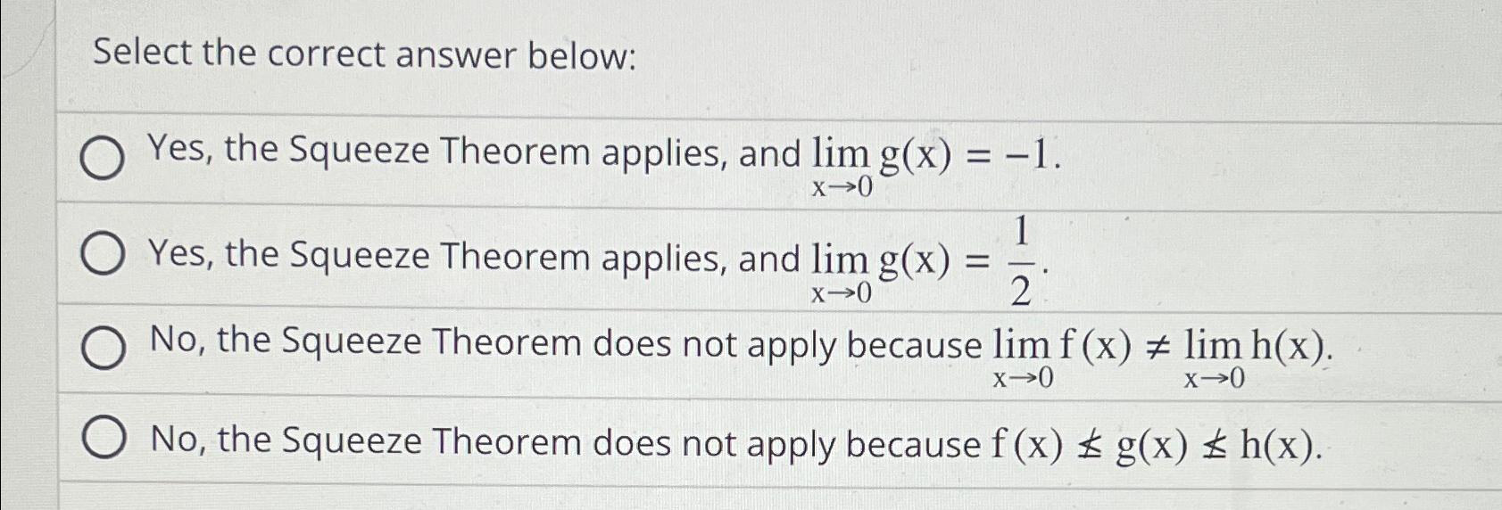 Solved Select the correct answer below:Yes, the Squeeze | Chegg.com