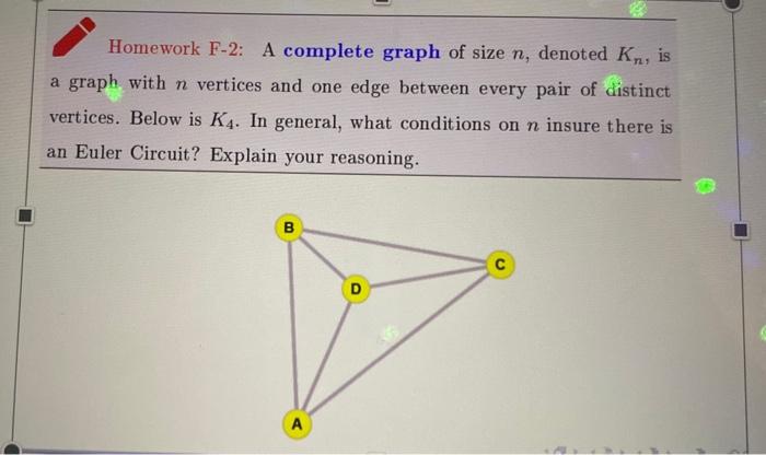 Solved Homework F-2: A complete graph of size n, denoted Kn, | Chegg.com