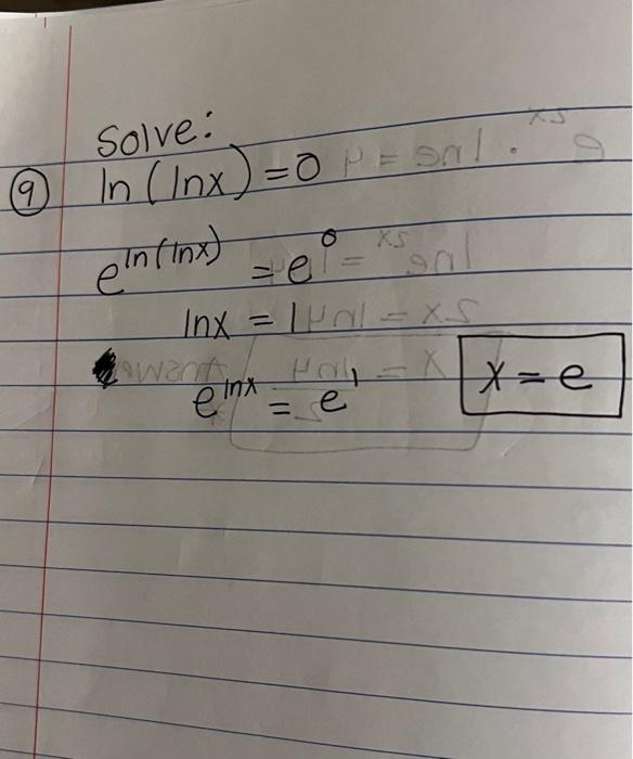 Solved Solve in (In3x)=c Solve: 9 In (Inx) = 0 P = sa!. (9 | Chegg.com