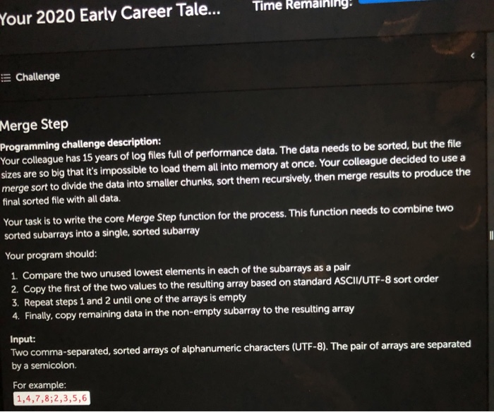 Time Remaining: Your 2020 Early Career Tale... | Chegg.com