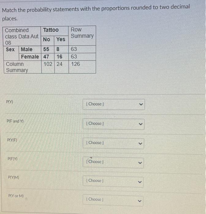 Solved Match the probability statements with the proportions | Chegg.com