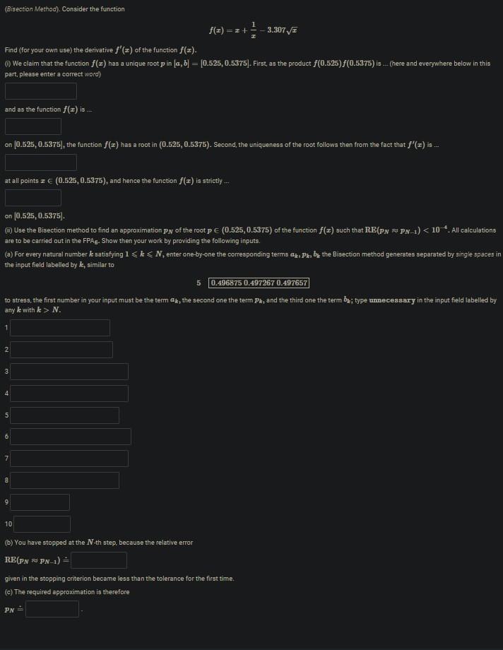 Solved (Bisection Method). Consider the function 1 3.307VE | Chegg.com
