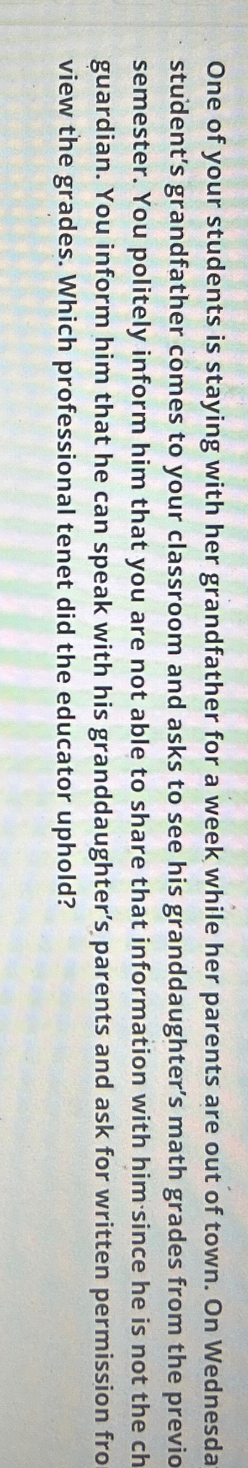 Solved One of your students is staying with her grandfather | Chegg.com