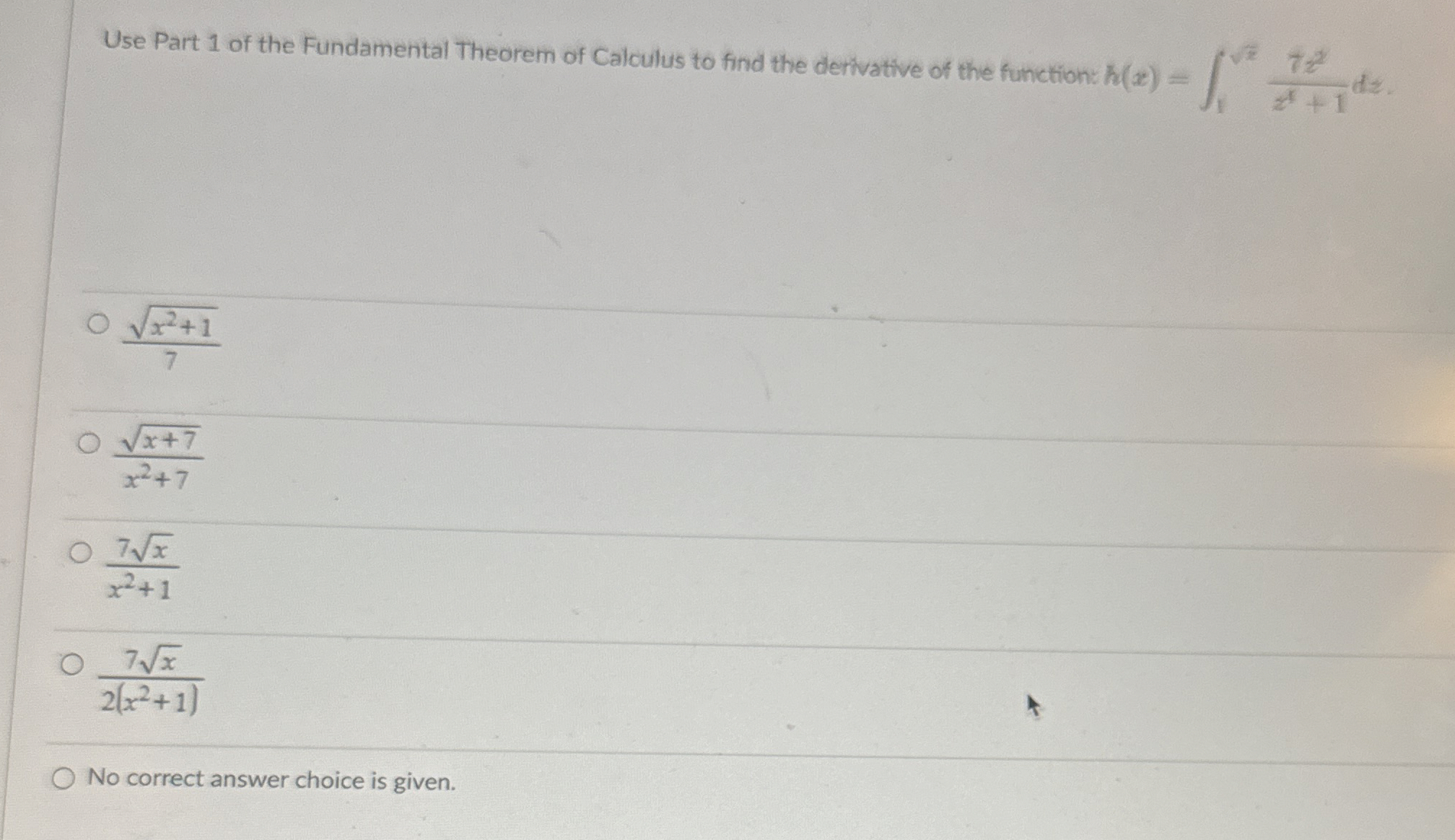 Solved Use Part 1 ﻿of the Fundamental Theorem of Calculus to | Chegg.com