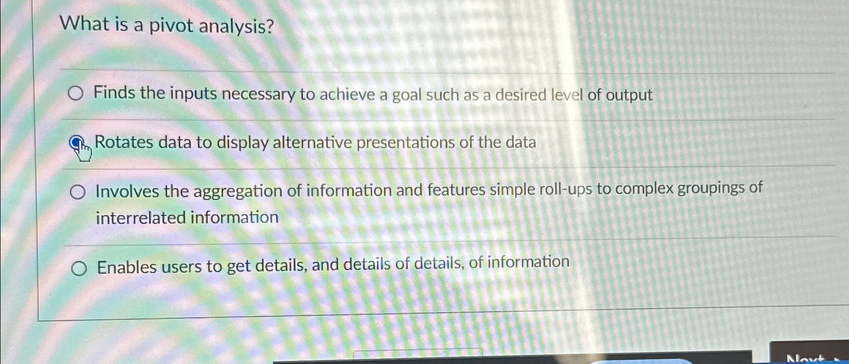 Solved What is a pivot analysis?Finds the inputs necessary | Chegg.com