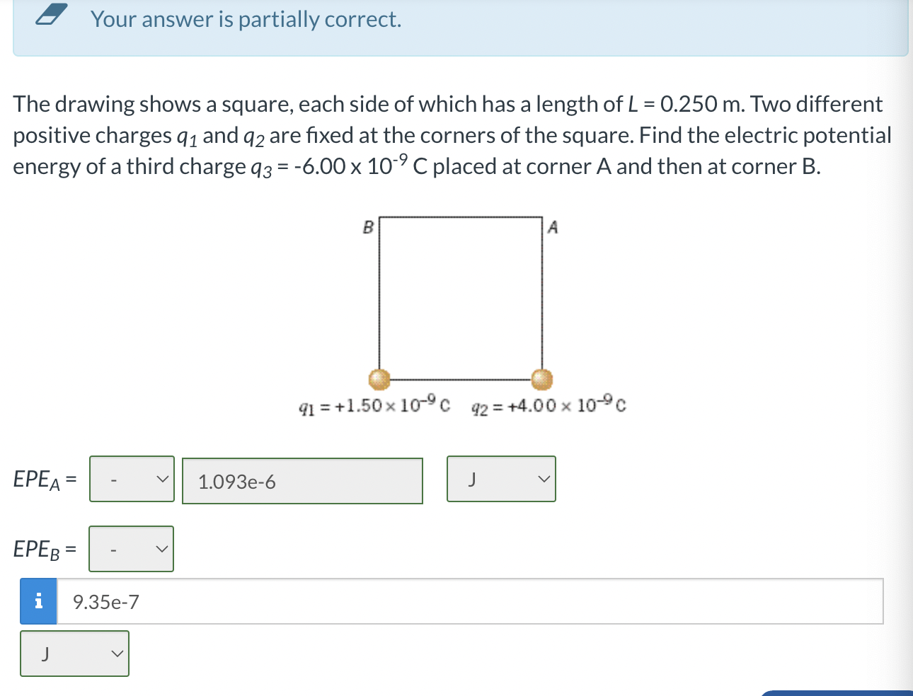 Solved The drawing shows a square, each side of which has a | Chegg.com