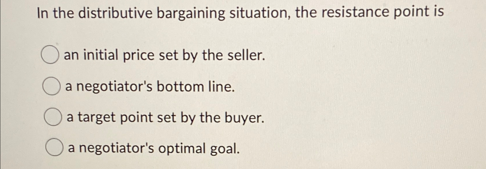 Solved In the distributive bargaining situation, the | Chegg.com