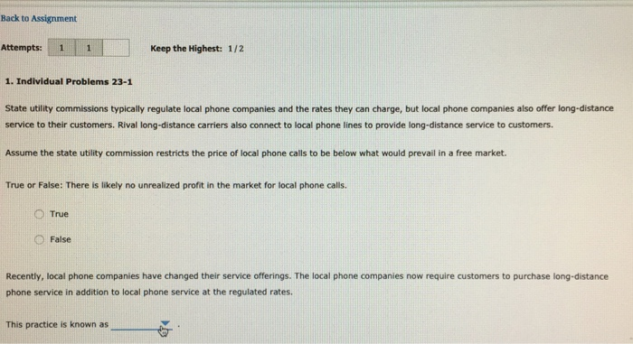 Solved Back to Assignment Attempts: Keep the Highest: 1/2 1 | Chegg.com