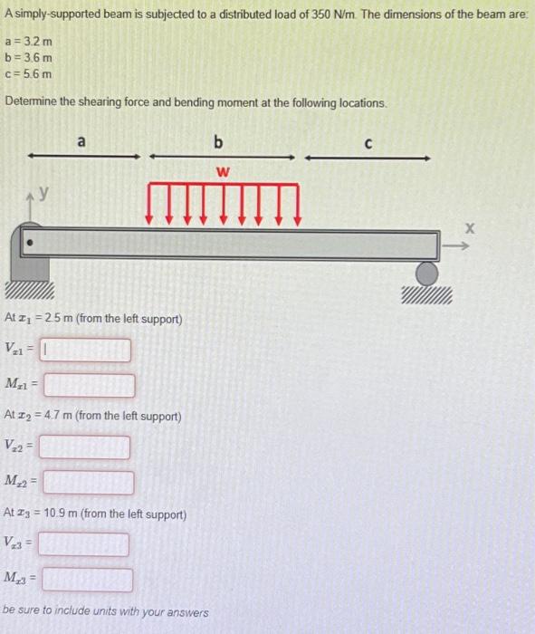 [Solved]: A simply-supported beam is subjected to a distrib