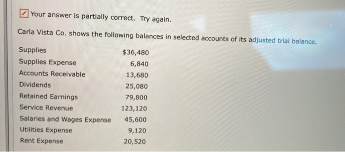 Solved Your answer is partially correct. Try again. Carla | Chegg.com