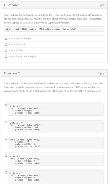 Solved Say you have the following line of a fasta file. How | Chegg.com