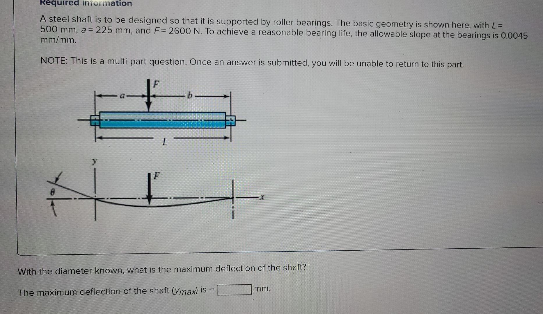 Solved Required information A steel shaft is to be designed | Chegg.com