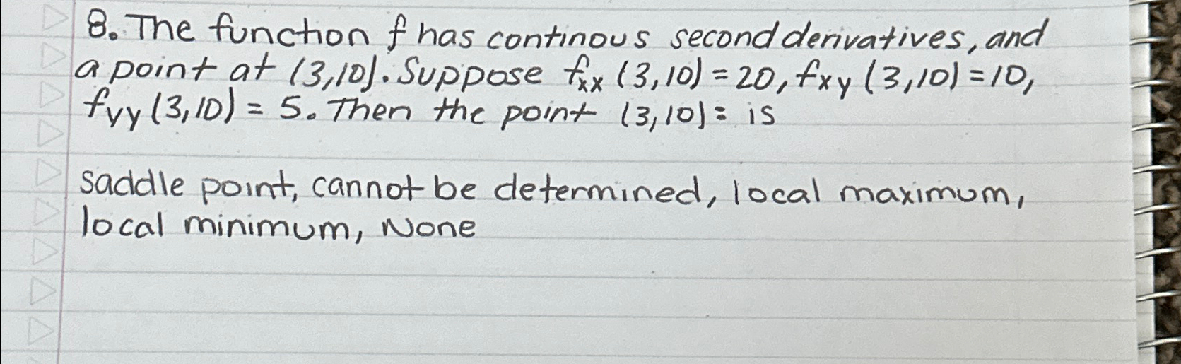 Solved The function f ﻿has continous second derivatives, and | Chegg.com