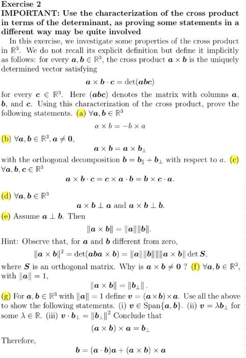 Solved Exercise 2 IMPORTANT: Use the characterization of the | Chegg.com