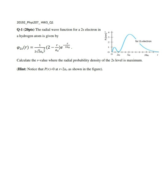 Solved 20192_Phys207_HW3_01 Q-1 (20pts) The radial wave | Chegg.com