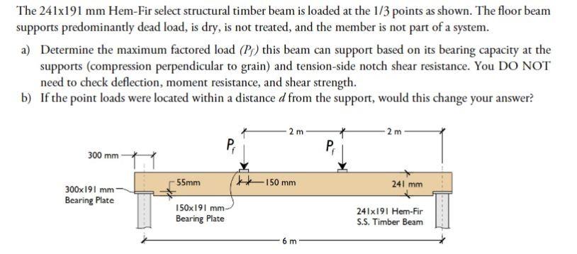 The 241×191 mm Hem-Fir select structural timber beam | Chegg.com