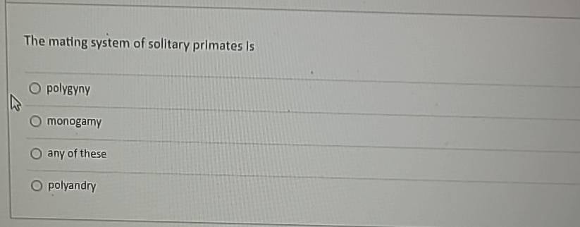 Solved The mating system of solitary primates | Chegg.com