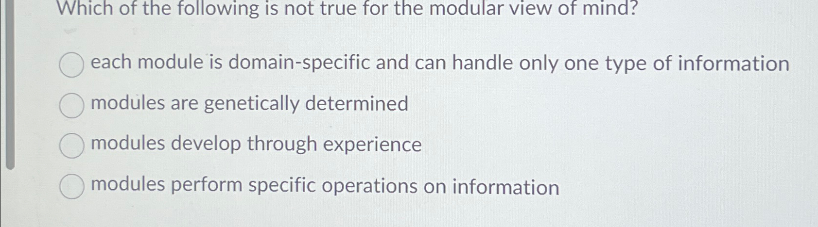 Solved Which of the following is not true for the modular | Chegg.com