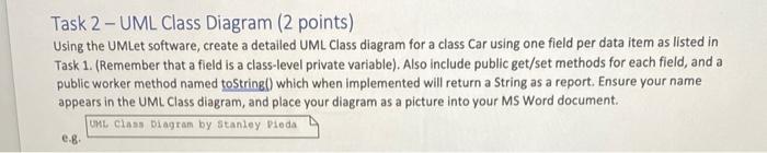 Solved Task 2 - UML Class Diagram (2 points) Using the UMLet | Chegg.com