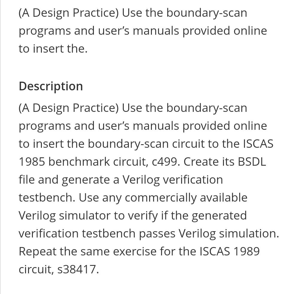 Solved (A Design Practice) ﻿Use the boundary-scan programs | Chegg.com