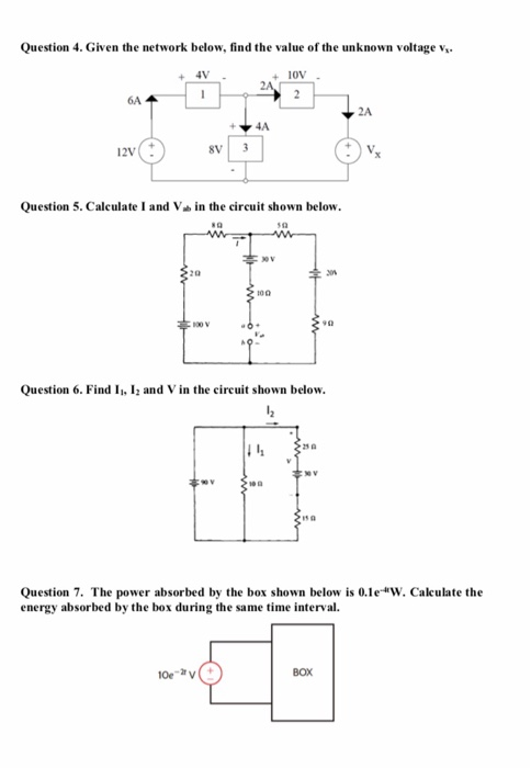Solved Question 4. Given the network below, find the value | Chegg.com