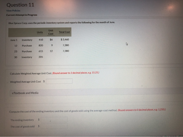 Solved Calculate Weighted Average Unit Cost. (Round answer | Chegg.com