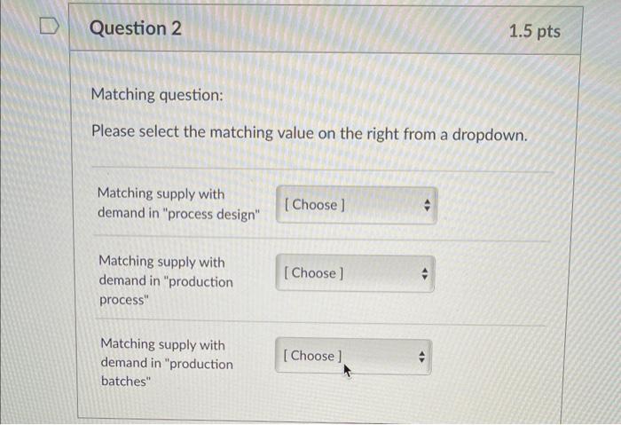 Solved Matching question: Please select the matching value | Chegg.com