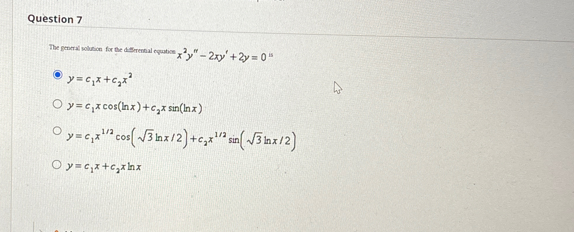 Solved Question 7The general solution for the differential | Chegg.com