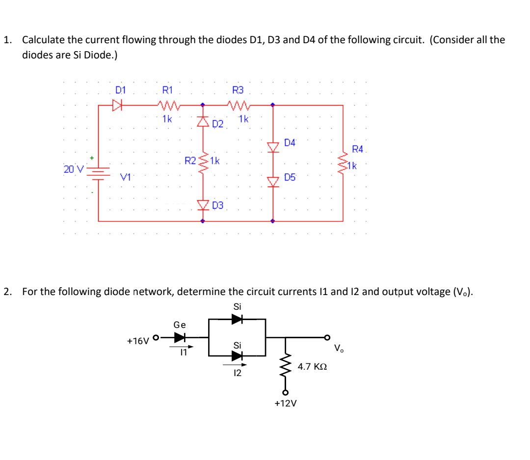 Solved 1. Calculate the current flowing through the diodes | Chegg.com